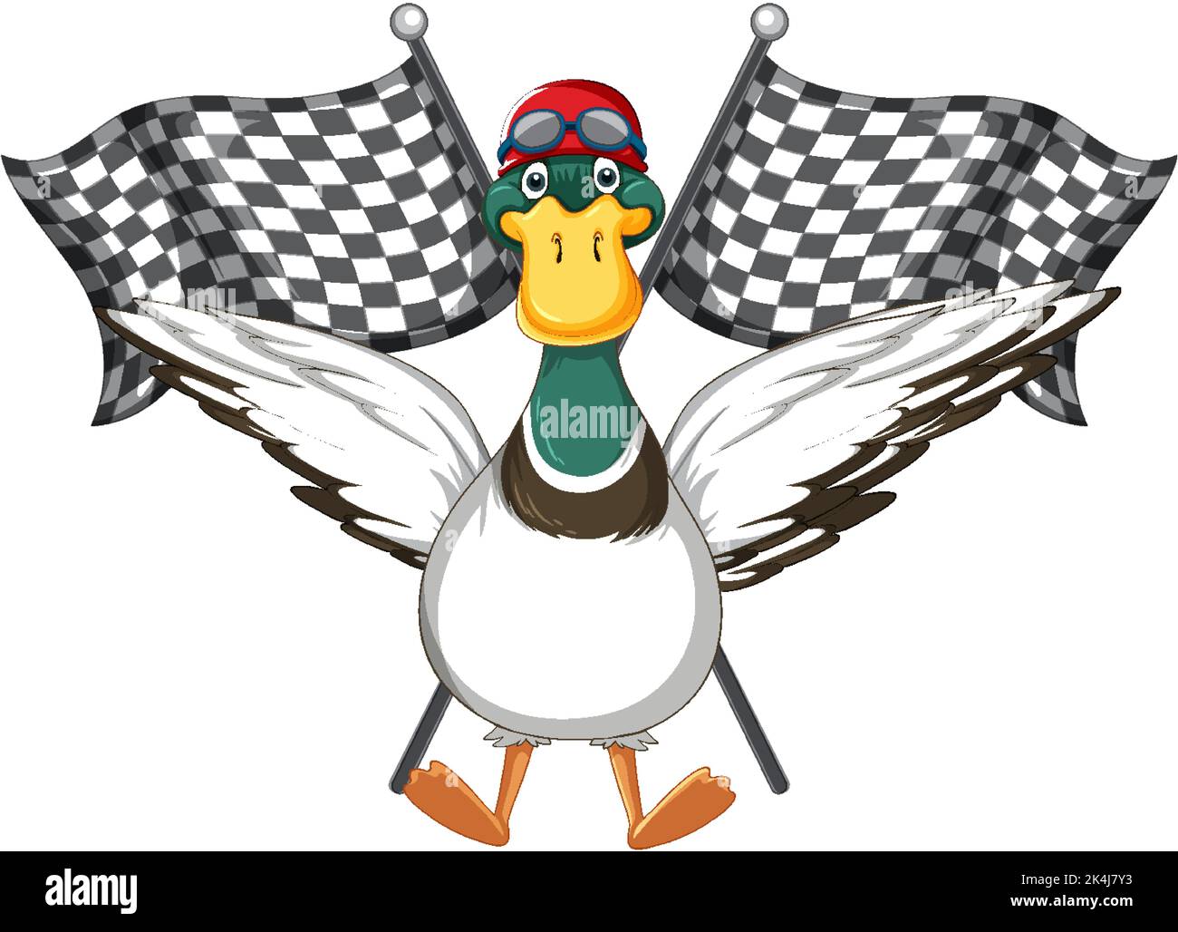 Cartoon duck holding race flag illustration Stock Vector Image & Art ...