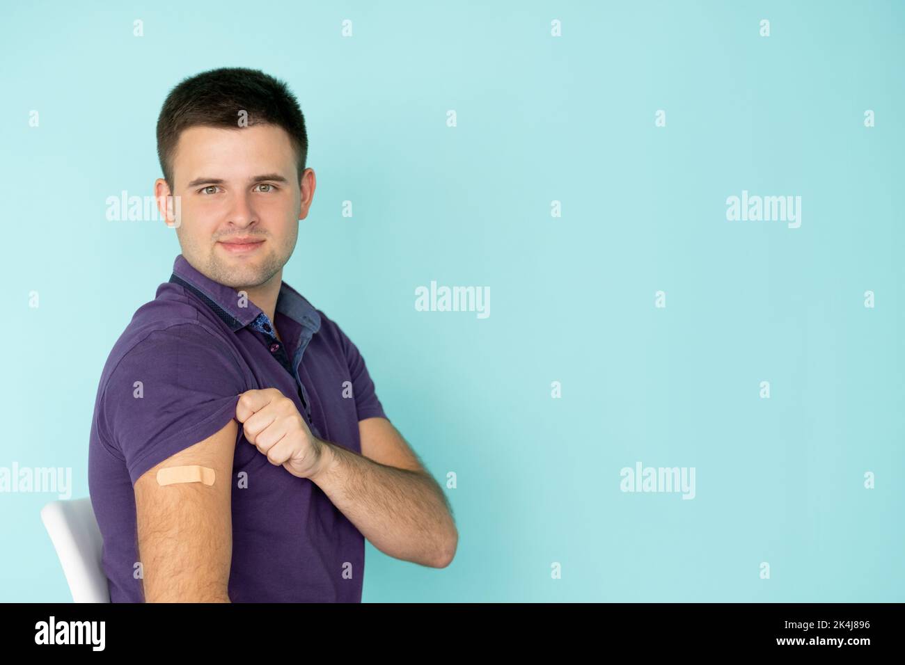 Covid protection. Happy male patient. Vaccination process. Satisfied ...