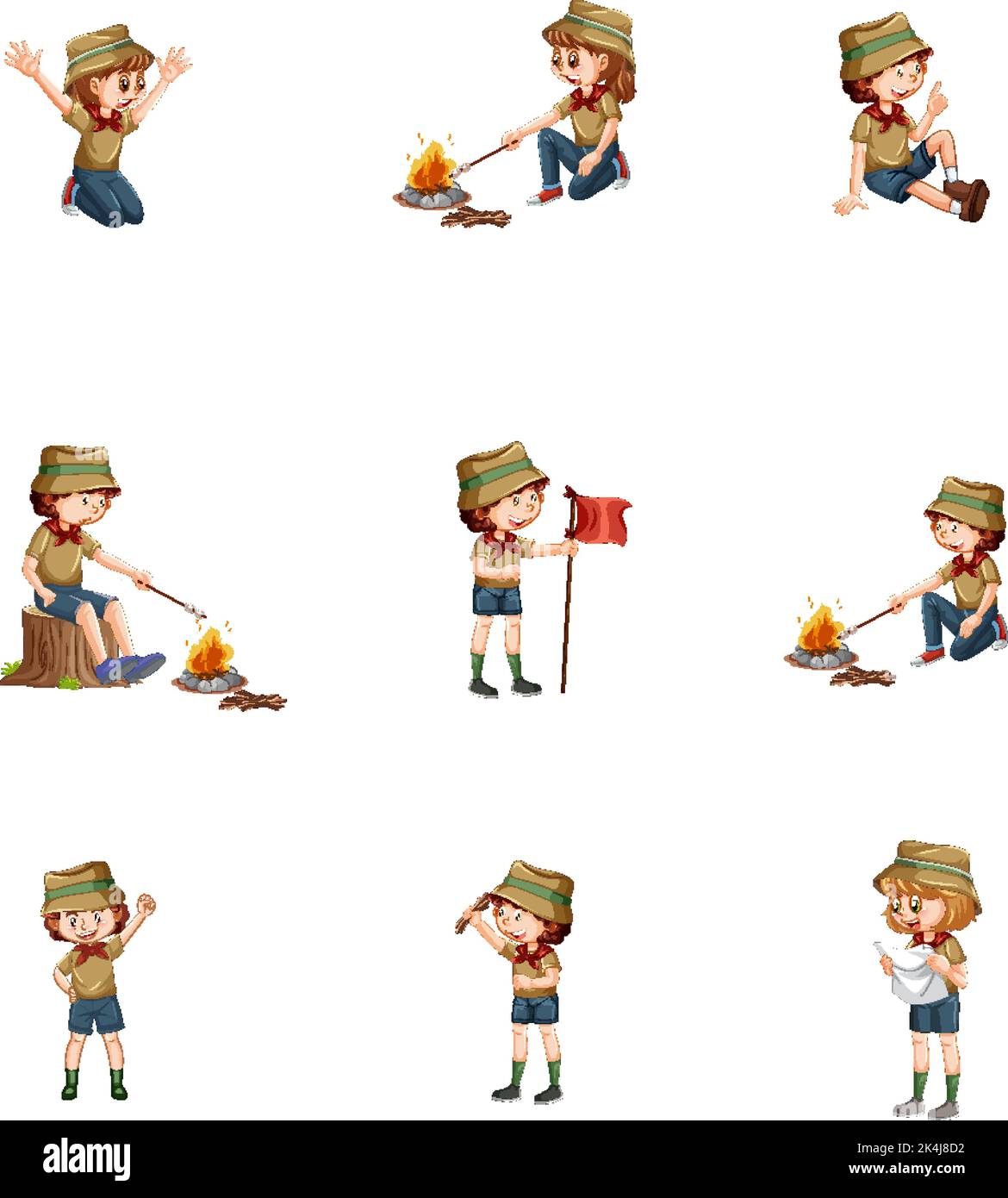 Set of different camping kids illustration Stock Vector Image & Art - Alamy