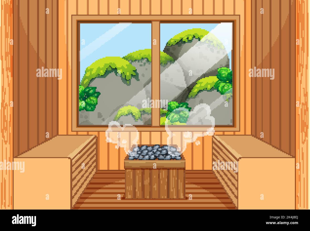 Sauna room scene template illustration Stock Vector Image & Art - Alamy