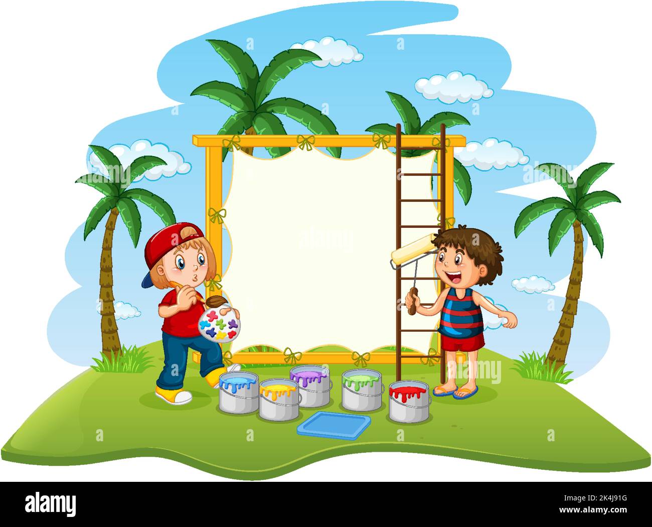 Empty board with happy children illustration Stock Vector Image & Art ...