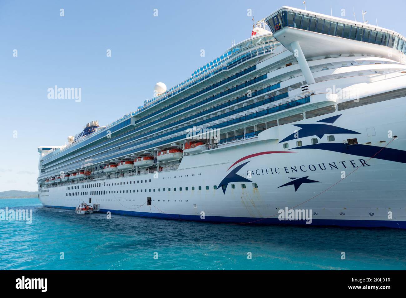 Pando Cruise Ship Pacific Encounter Moored Off Airlee Beach In Northern