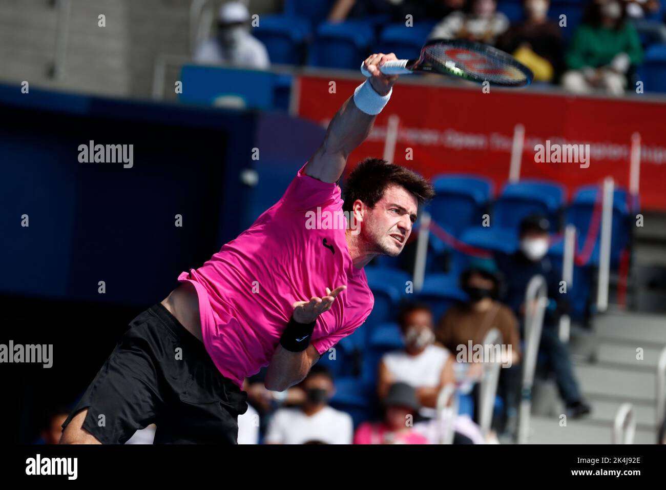 Tokyo, Japan. 3rd Oct, 2022. Pedro MARTINEZ (ESP) serves against Alexei ...