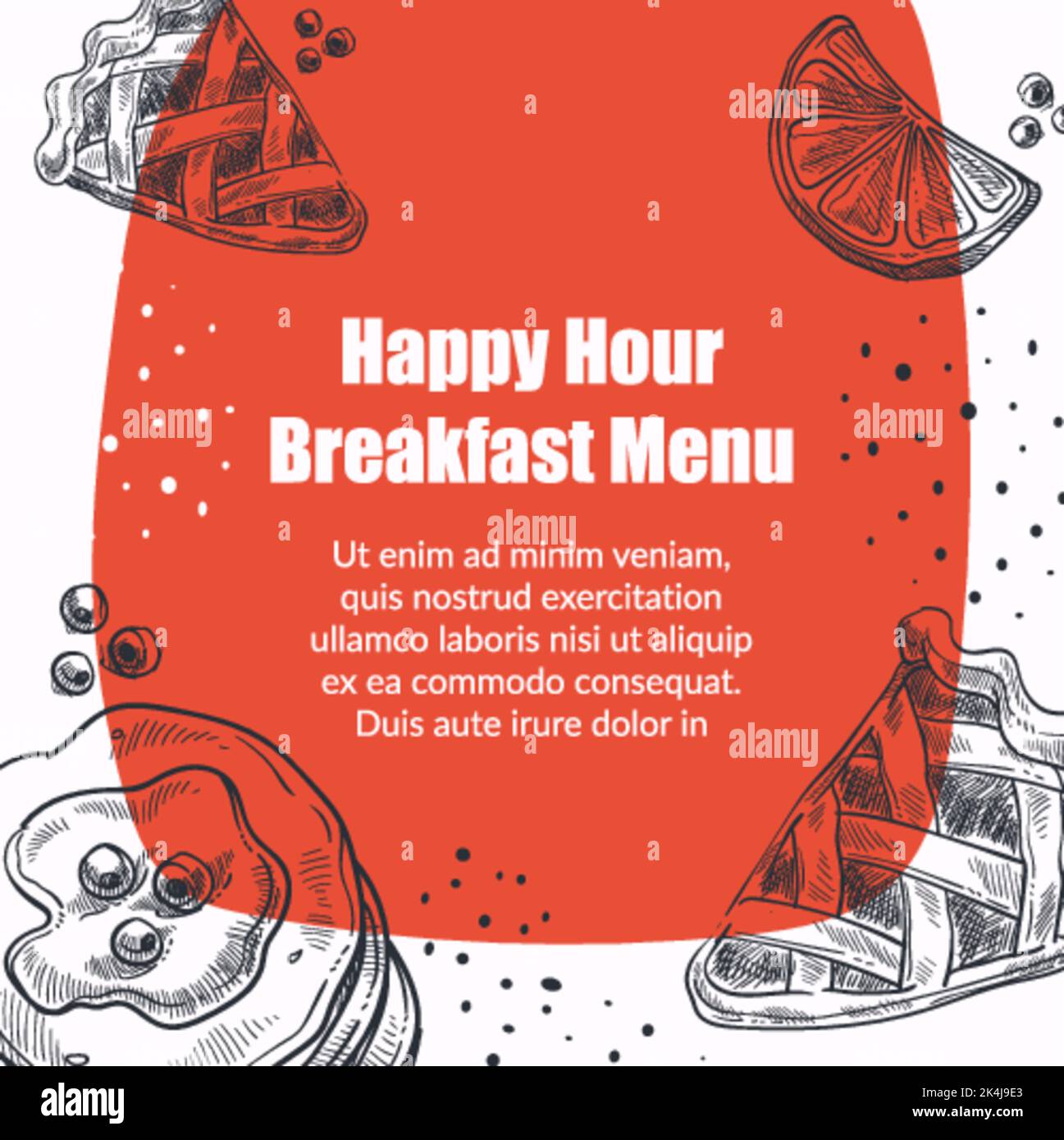 Happy hour breakfast menu, desserts and snacks Stock Vector Image & Art ...