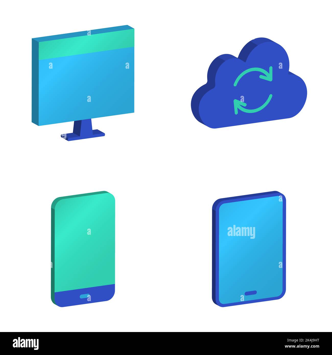 Digital devices and cloud updates isometric icon set. Vector ...