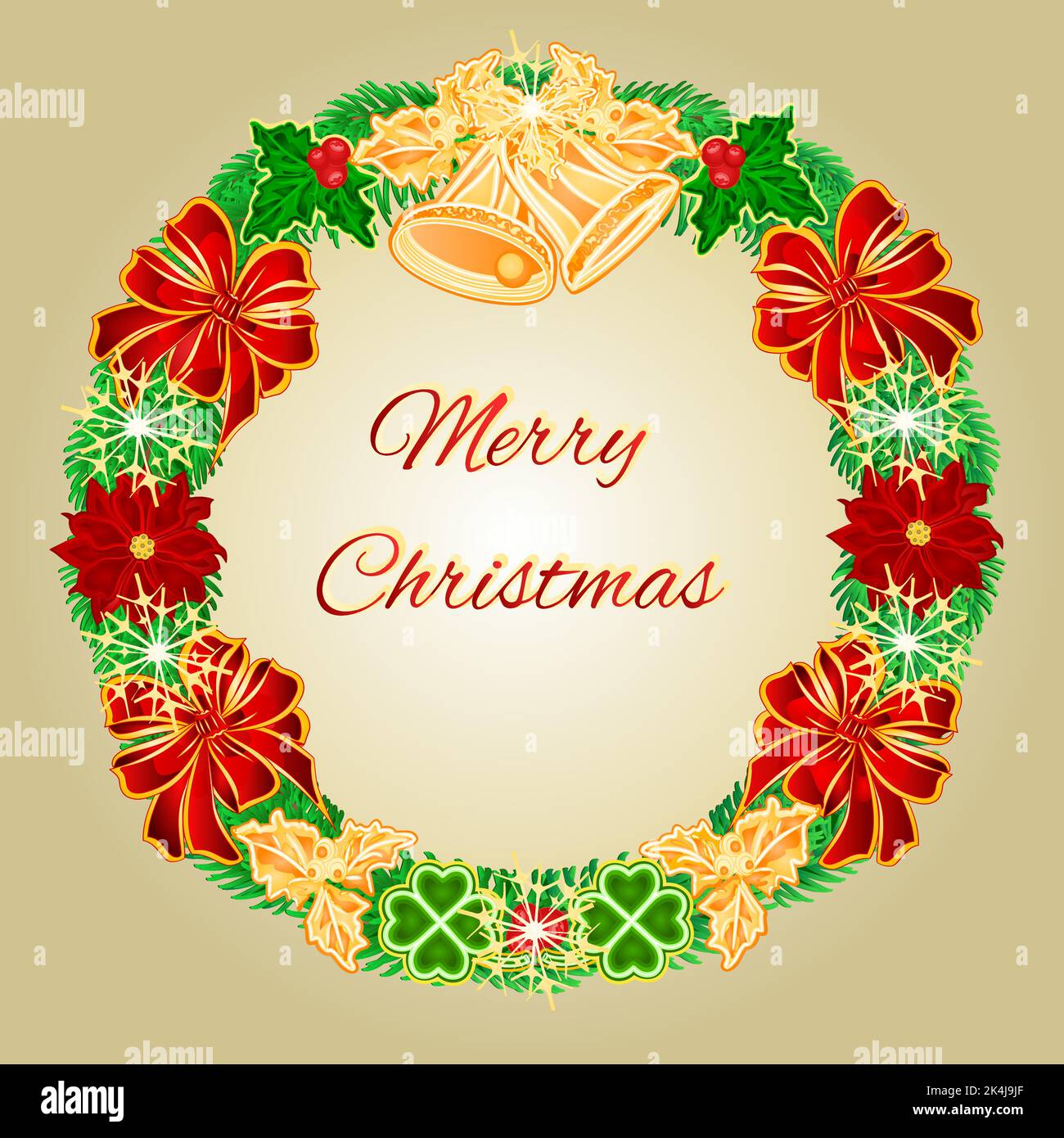 Merry Christmas Wreath with bells vector Stock Vector Image & Art - Alamy