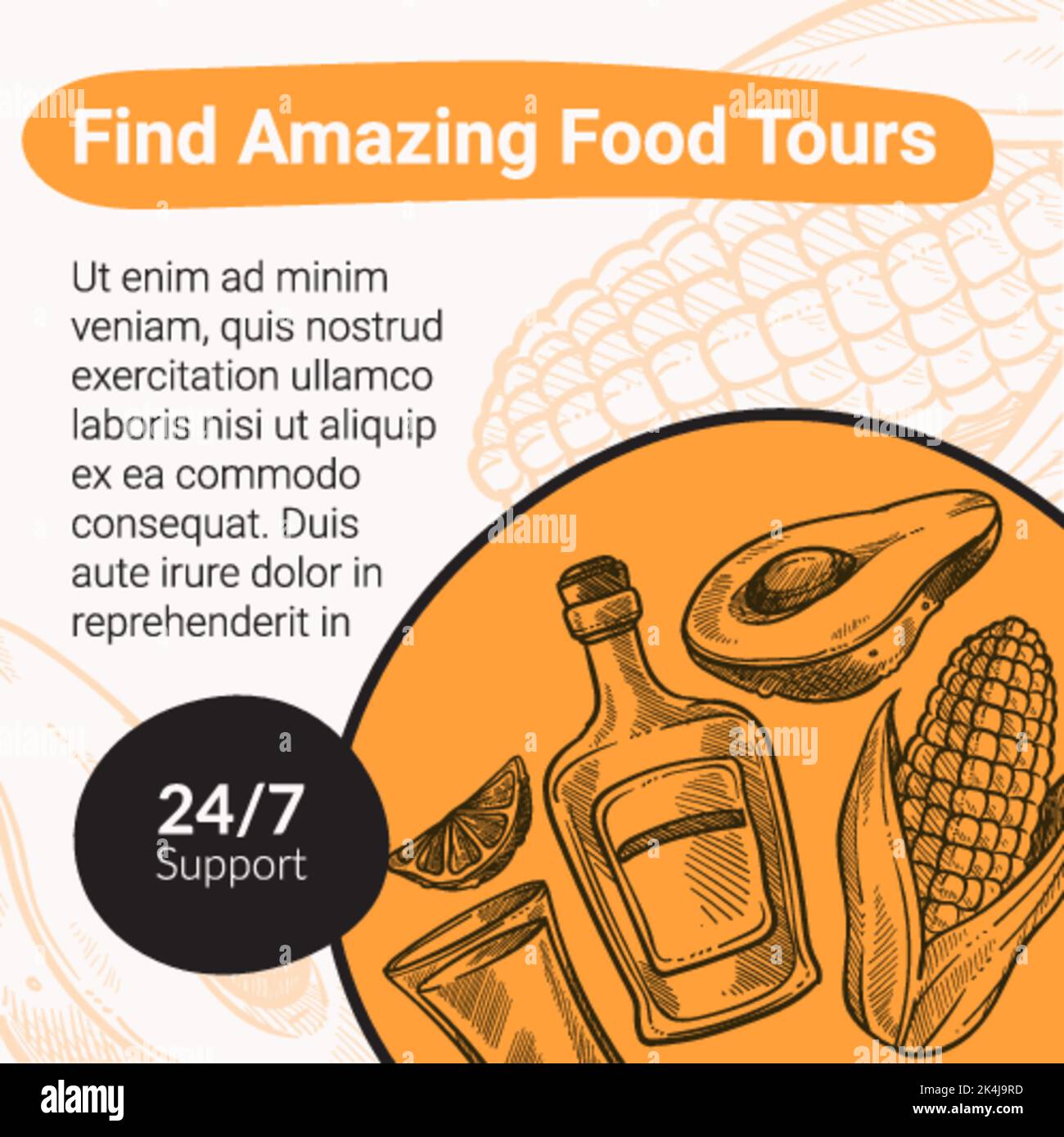 Amazing food tours with specialist guide vector Stock Vector Image ...