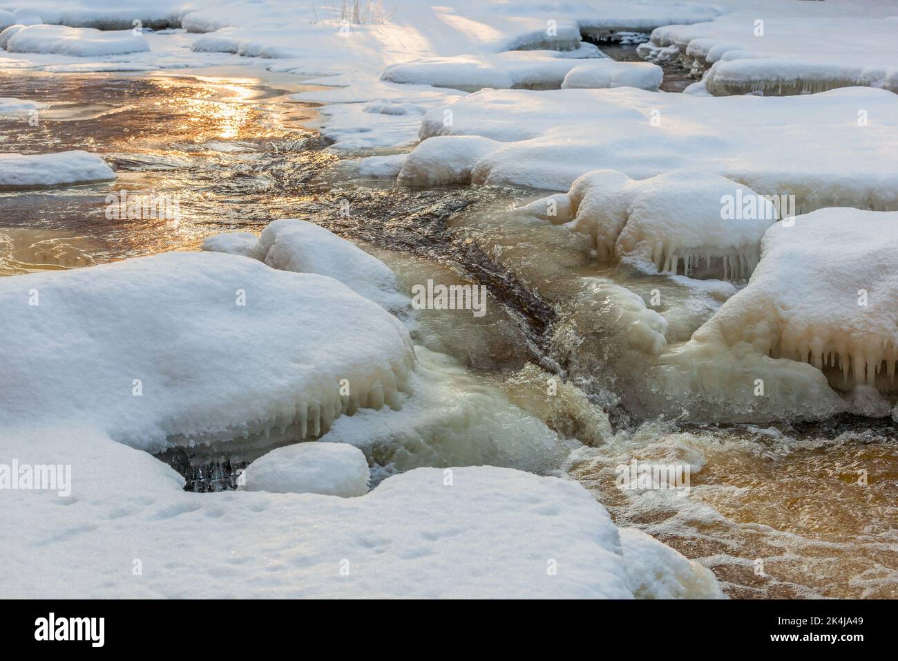 River landscape with snow and ice during the winter Stock Photo - Alamy