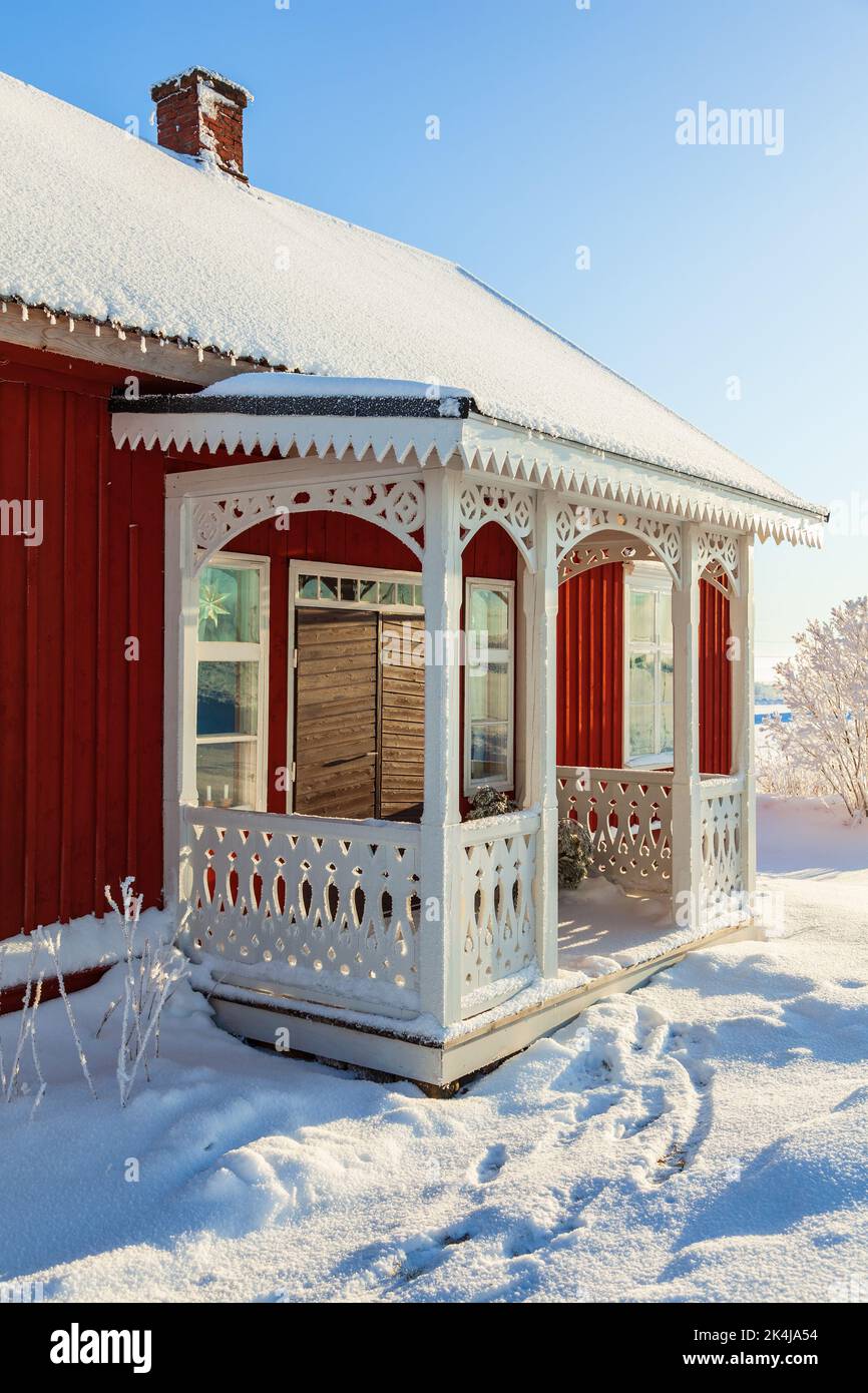 Porch on red cottage hi-res stock photography and images - Alamy