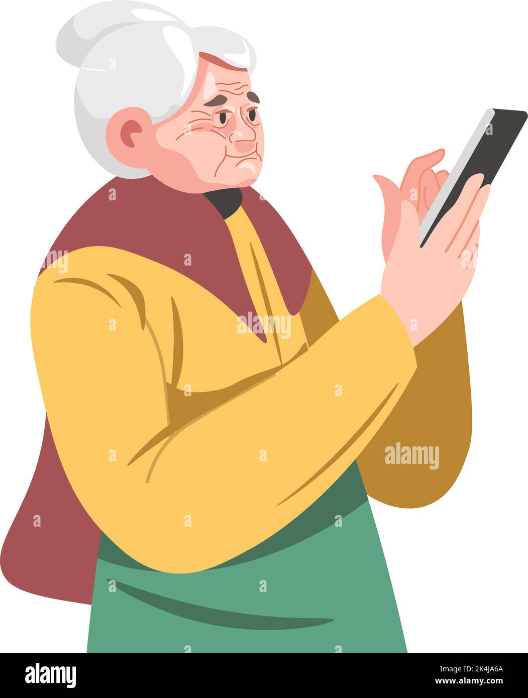 Lady using phone holding Stock Vector Images - Alamy