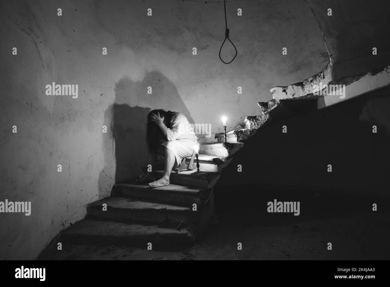 Ghost in abandoned, haunted house. Horror scene of scary spirit of a ...