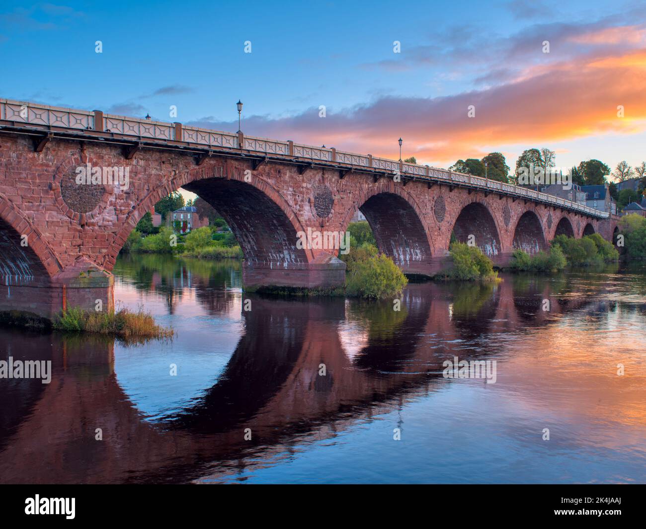 Perth Bridge or Smeaton's Bridge, Perth Scotland seen in the early ...