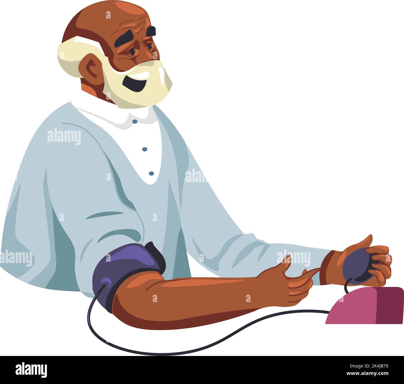 Grandpa using blood pressure device for checkup Stock Vector Image ...