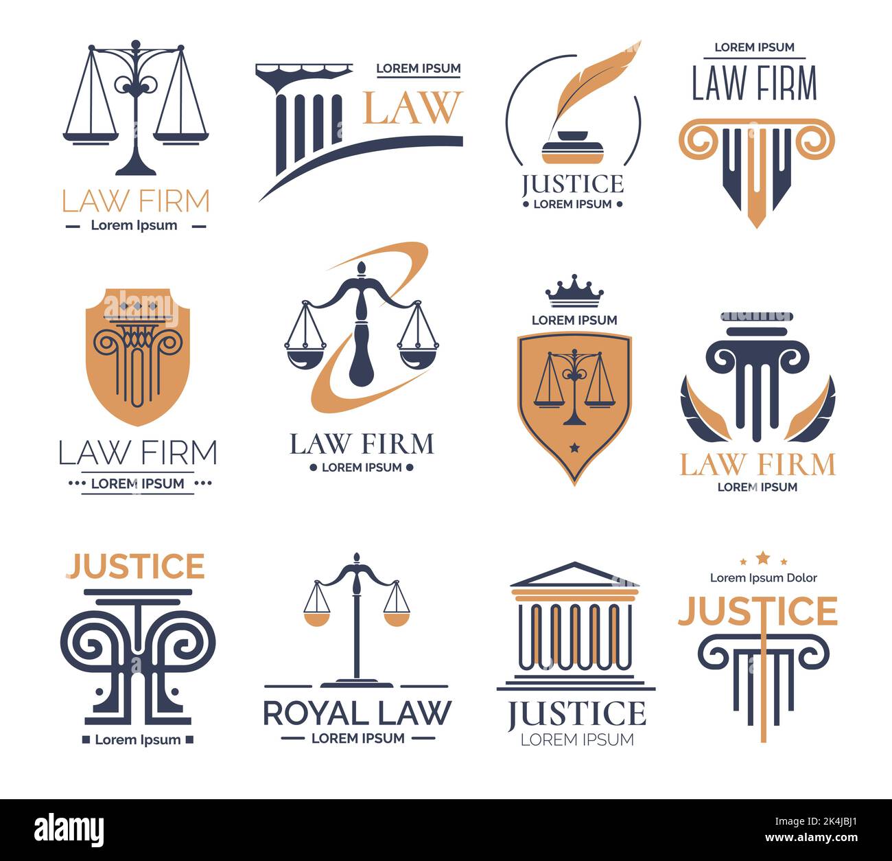 Justice and law, court and advocacy logotypes Stock Vector Image & Art ...