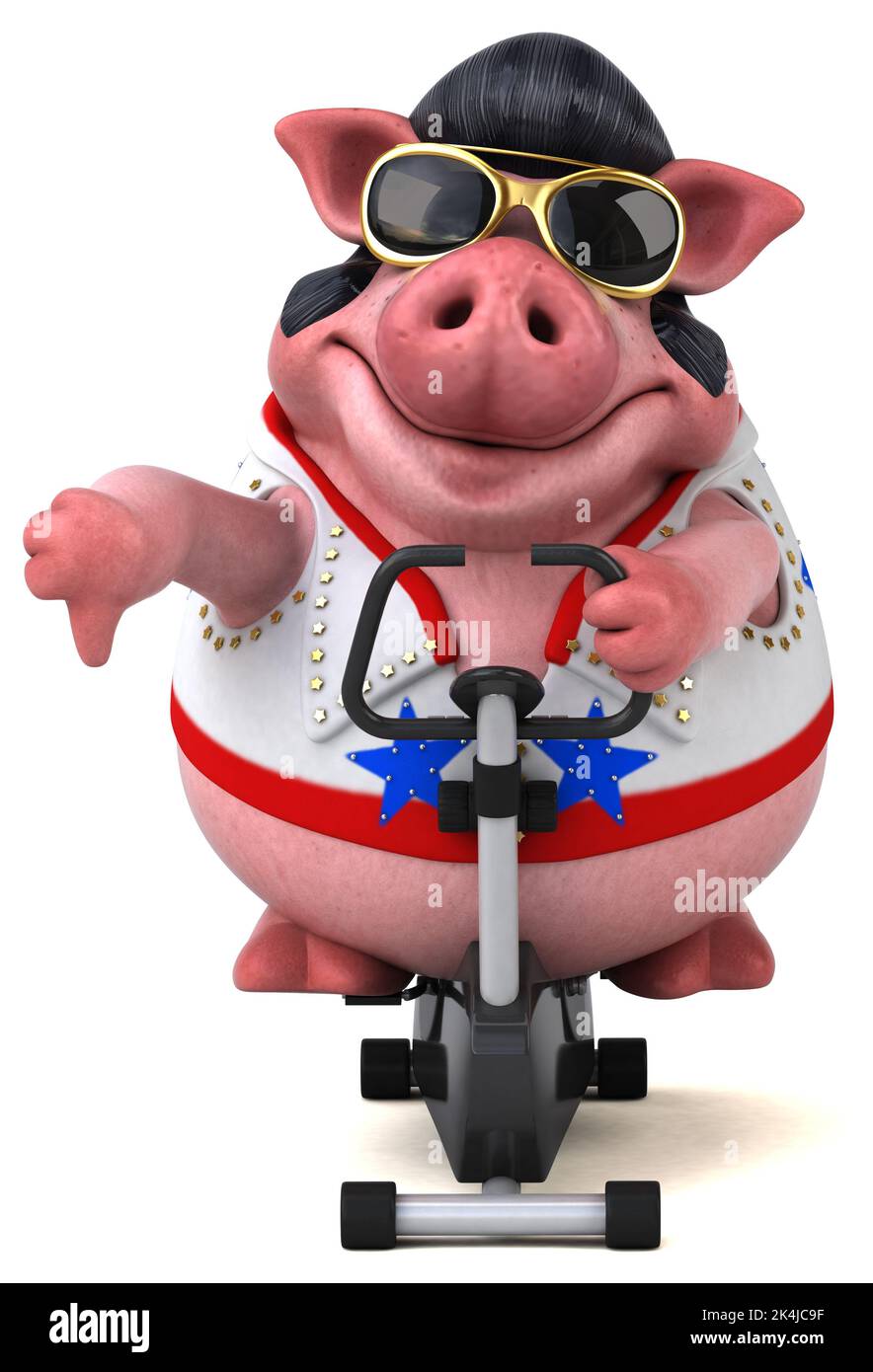 Fun 3D cartoon illustration of a pig rocker Stock Photo - Alamy