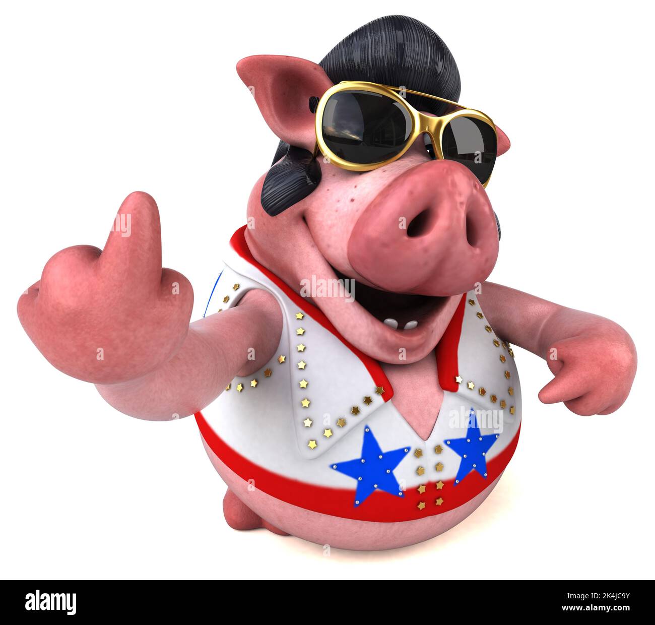 Fun 3D cartoon illustration of a pig rocker Stock Photo - Alamy
