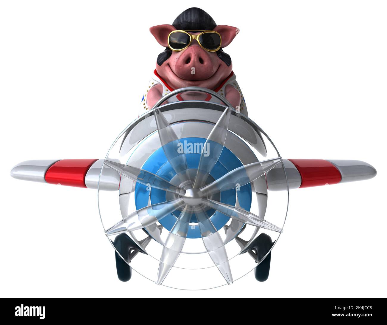 Fun 3D cartoon illustration of a pig rocker Stock Photo - Alamy