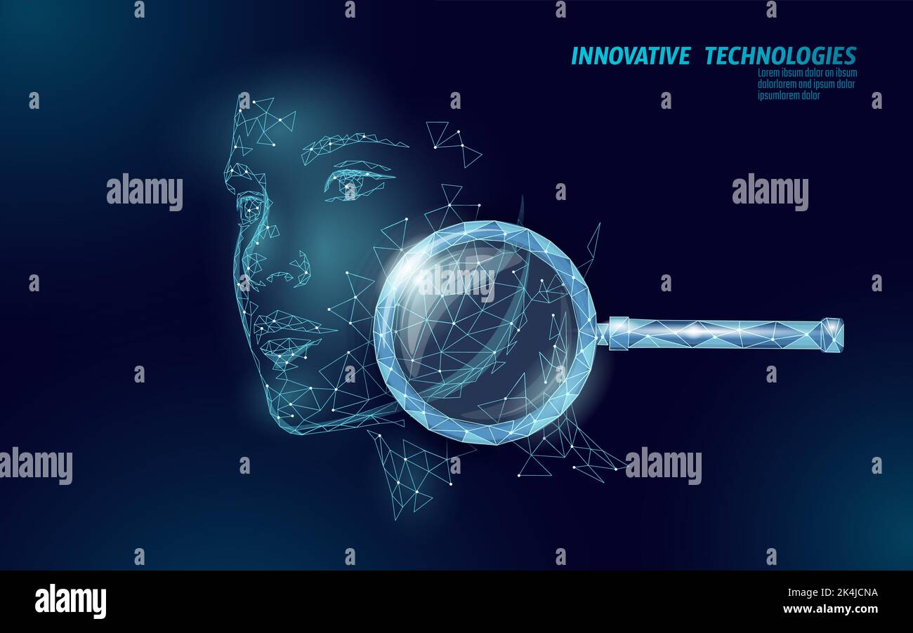 Low poly female human face laser skin treatment. Rejuvenation procedure ...