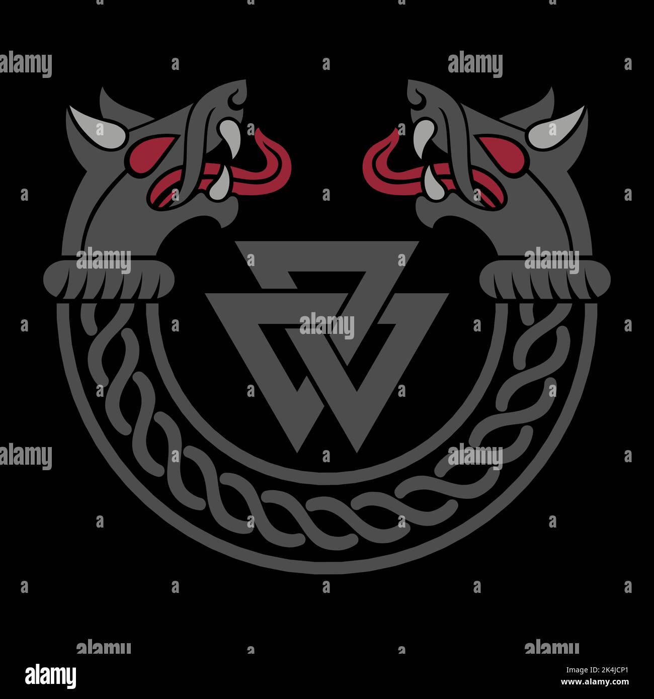 Design in Old Norse style. Viking bracelet with wolf heads Stock Vector ...
