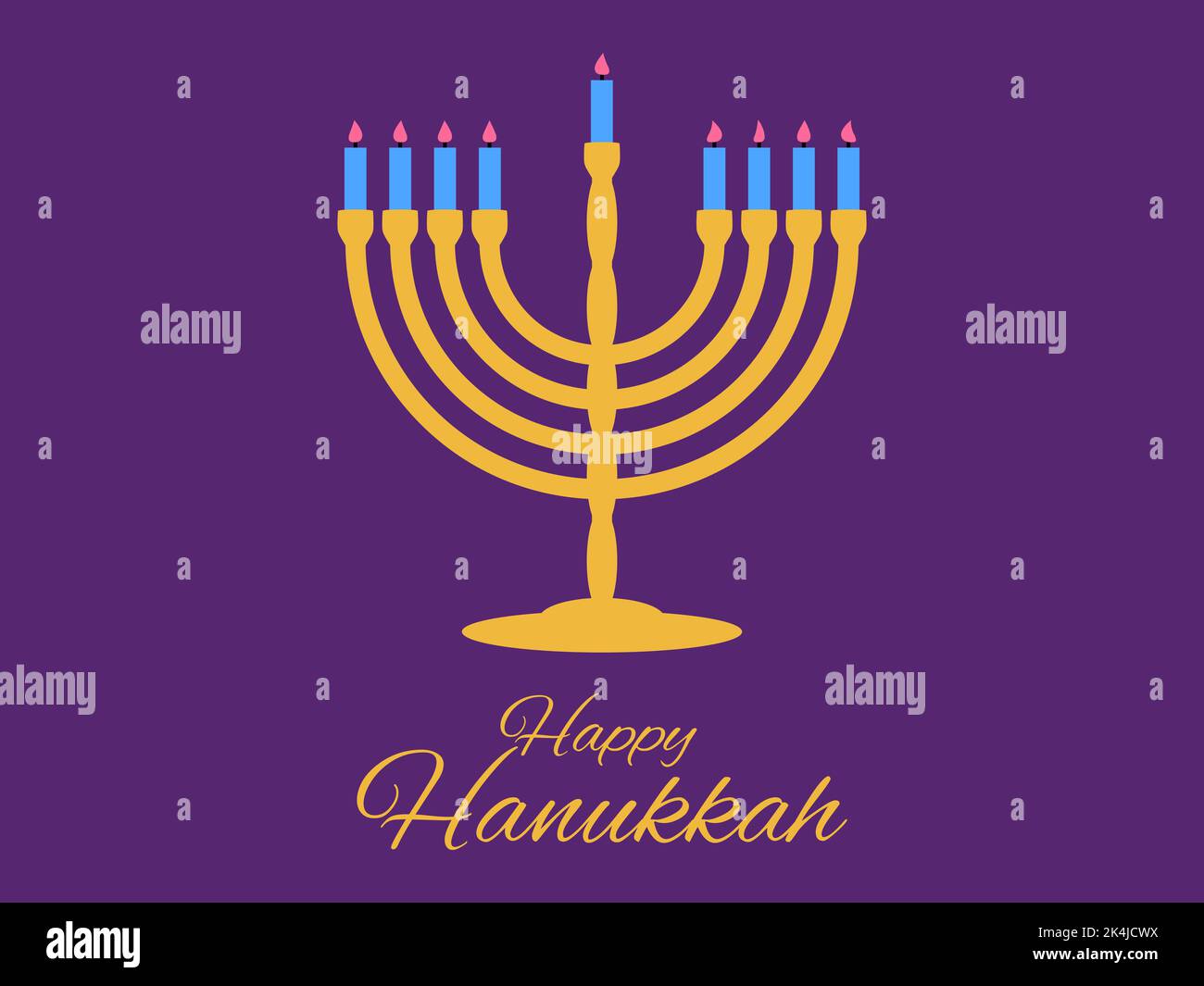 Happy Hanukkah. Menorah with nine candles is a symbol of the Jewish ...