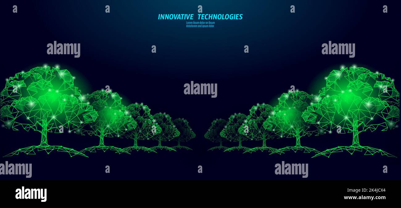 Low poly tree park alley wood. Ecology save nature forest concept ...