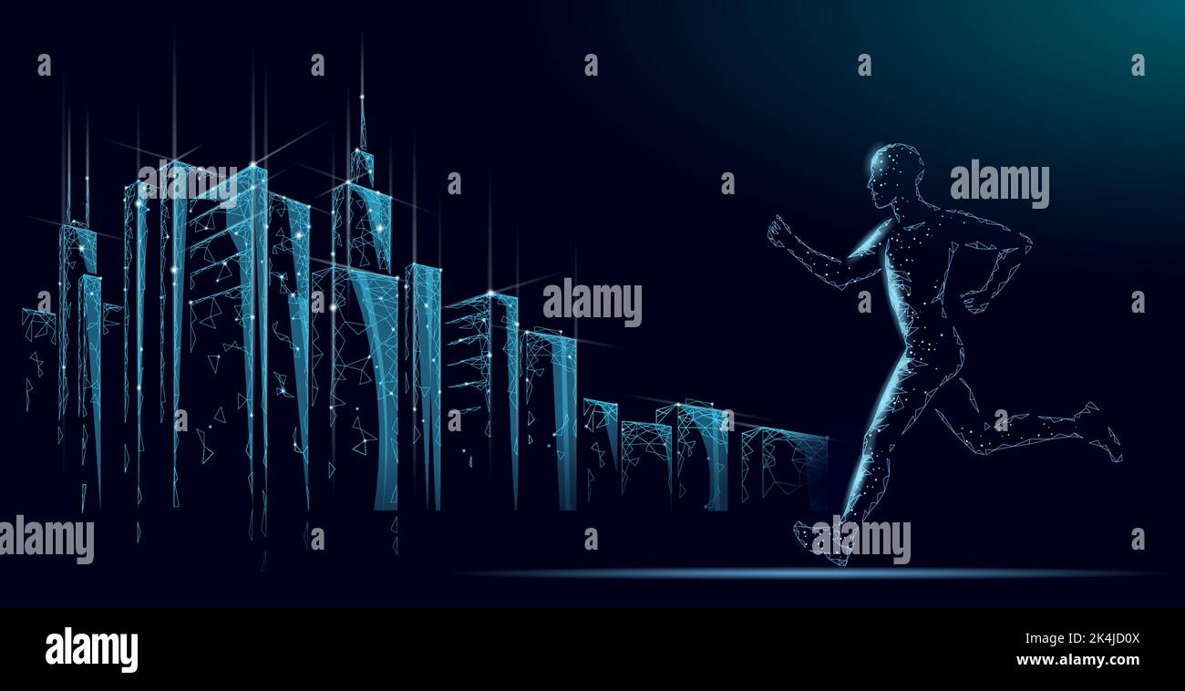 Sportsman run exercise fitness healthy lifestyle concept. Low poly man ...