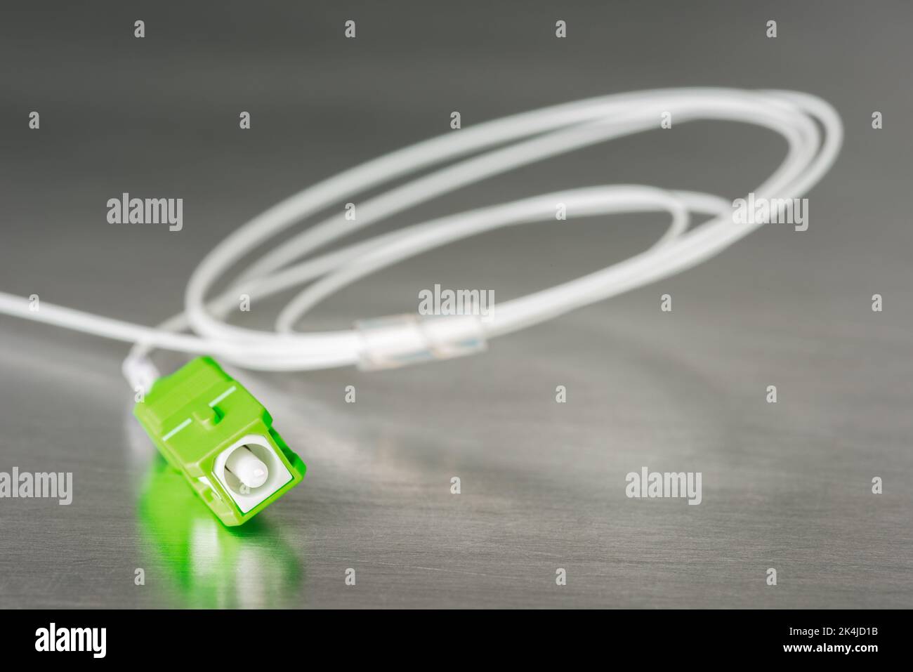 Fiber optical patch cord with SC plug connector close-up Stock Photo ...