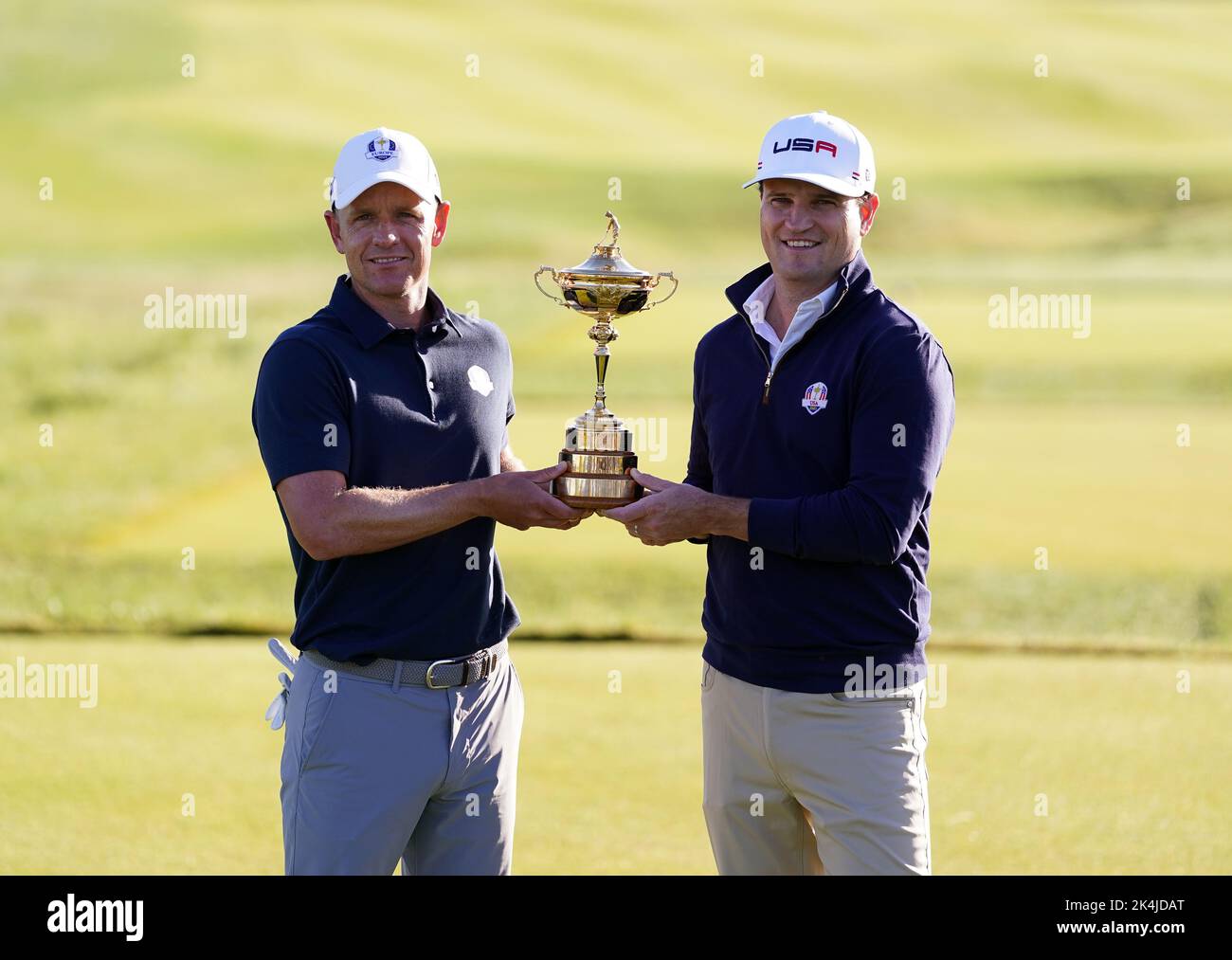 Europe Ryder Cup captain Luke Donald (left) with USA captain Zach ...
