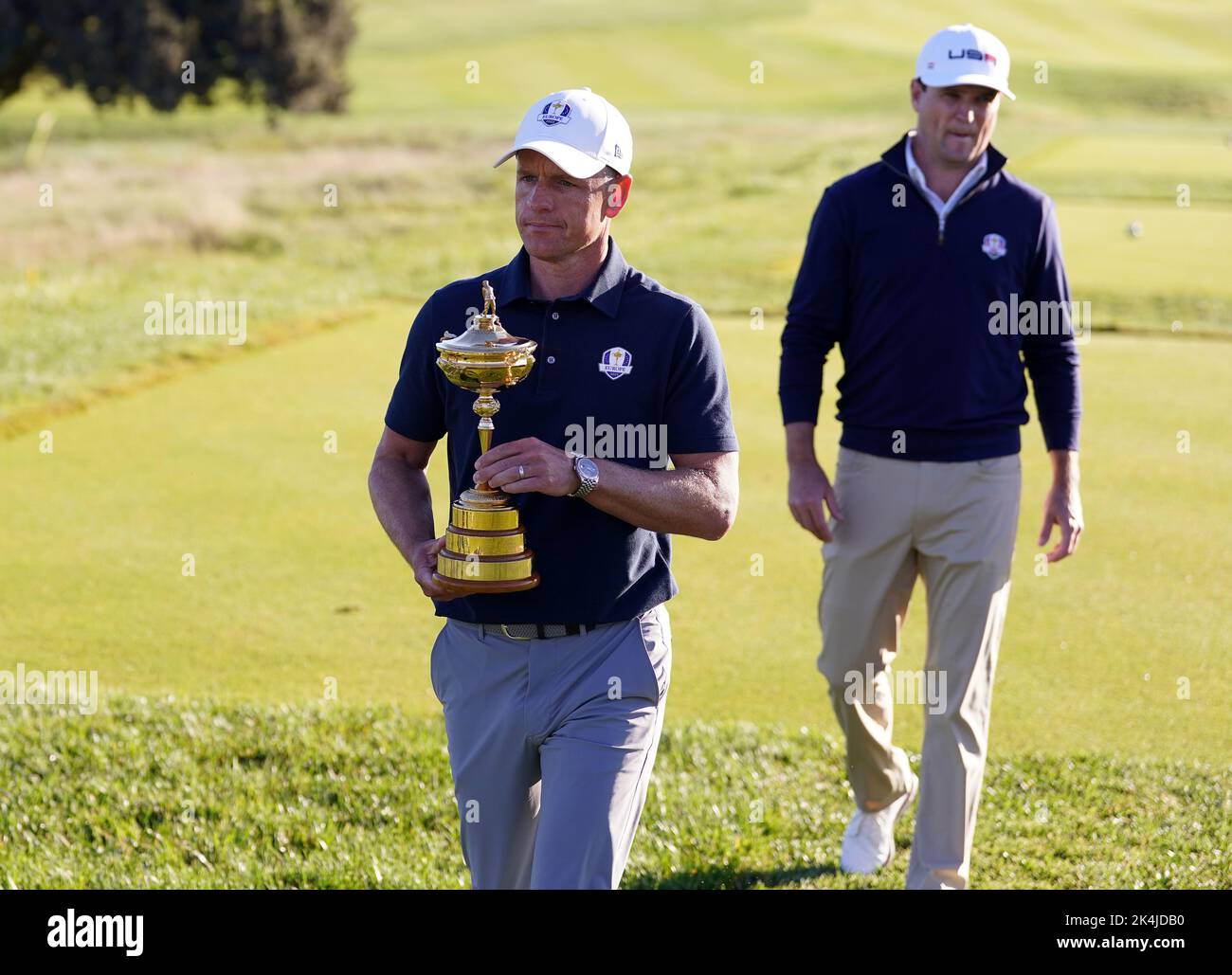 Europe Ryder Cup captain Luke Donald (left) with USA captain Zach ...