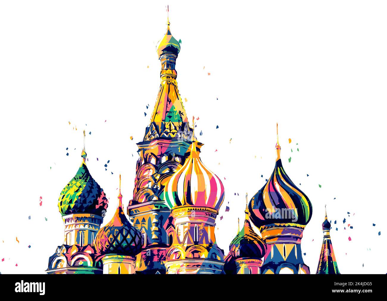 Digital design of Moscow. St. Basil Cathedral on white background Stock ...