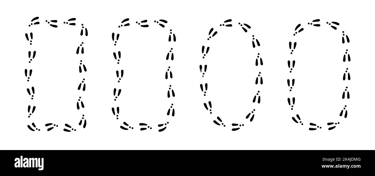 Rabbit or hare footprint trail. Bunny foot prints on snow. Rabbit paw ...