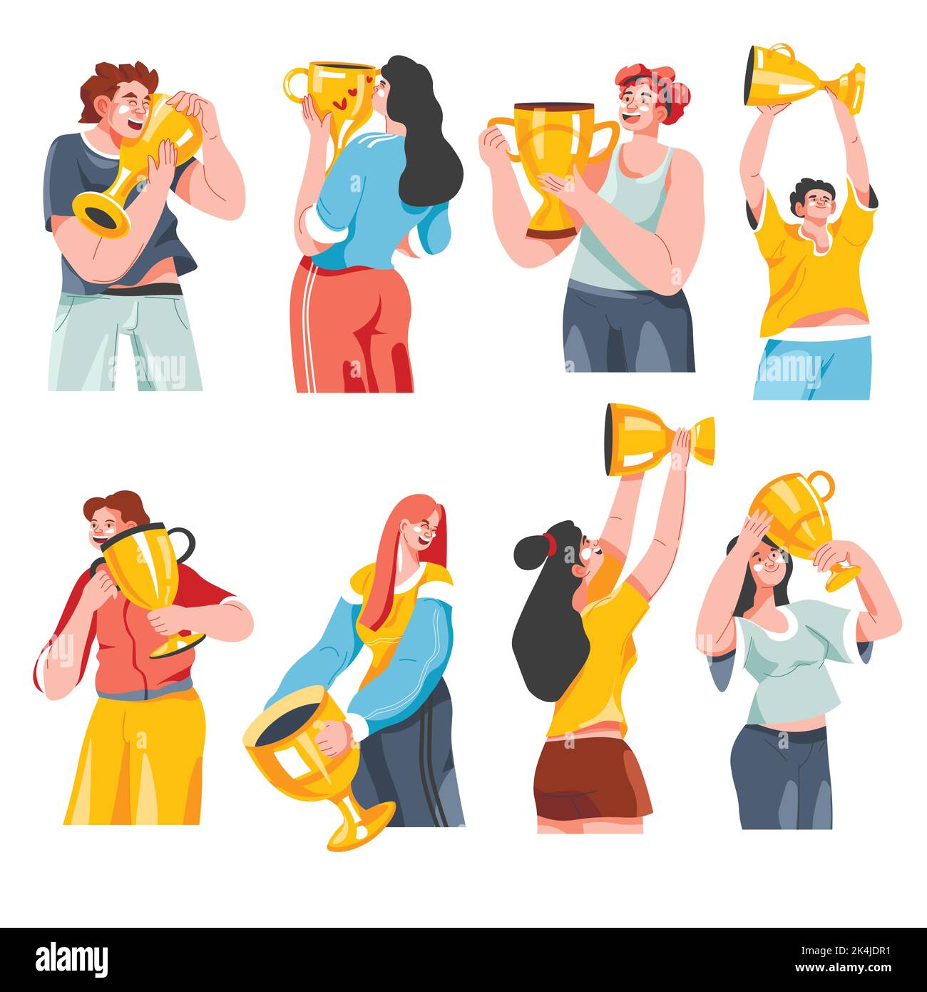 People with rewards, winners with trophy prize Stock Vector Image & Art ...