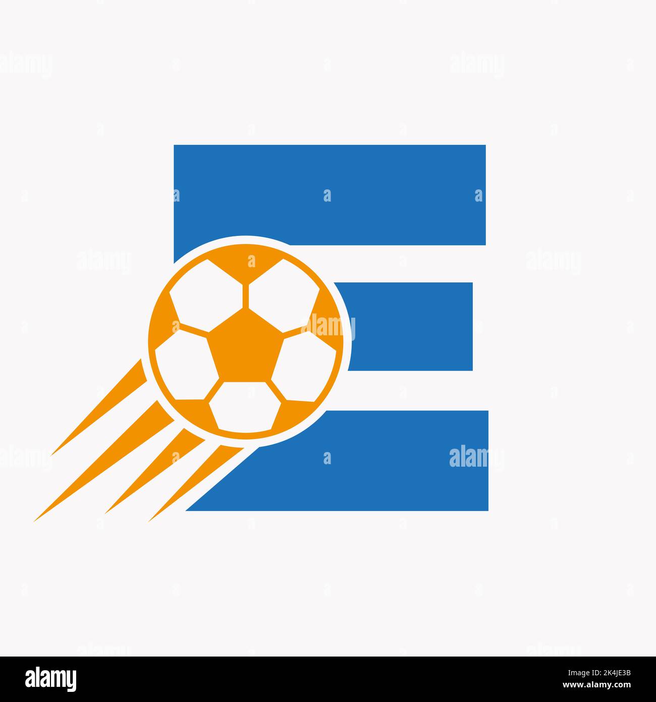 Initial Letter E Football Logo Concept With Moving Football Icon ...