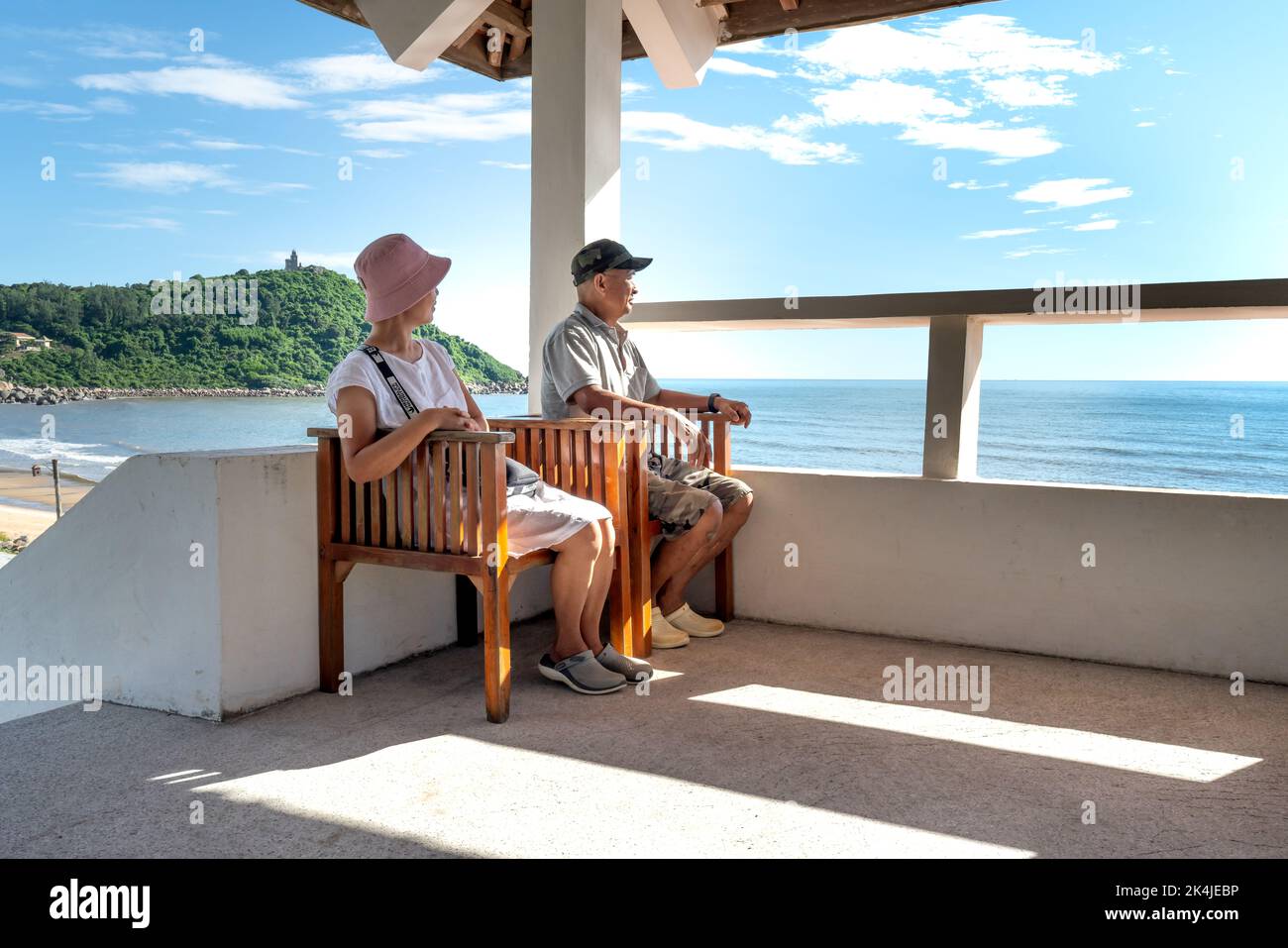 Quynh Vien 4-star resort - August 27, 2022: elderly couple relax in a ...