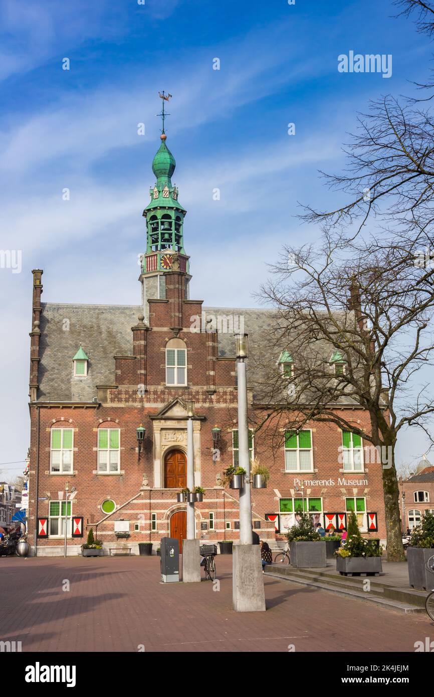 Cheese market square with old town hall in Purmerend, Nether;ands Stock ...