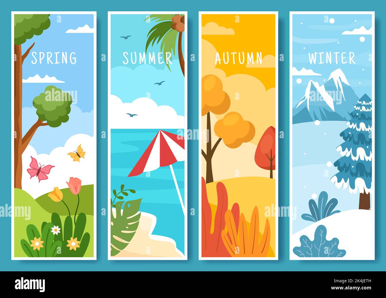 Scenery of the Four Seasons of Nature with Landscape Spring, Summer ... Scenery of the Four Seasons of Nature with Landscape Spring, Summer ...