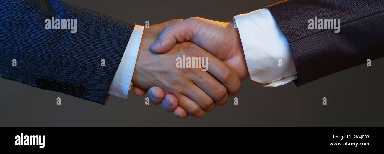 Partners shake hands, confirm decision, support each other Stock Photo ...