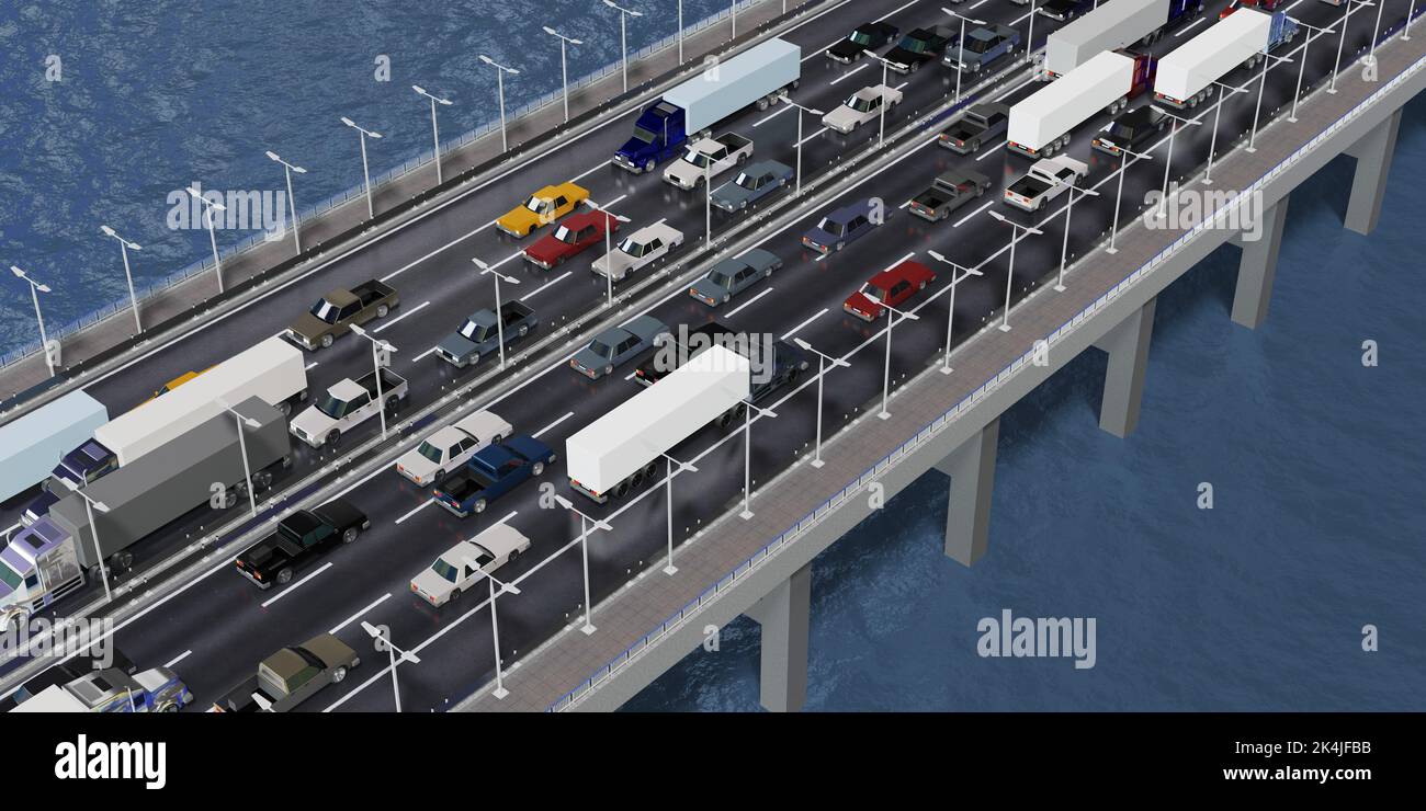 Cars on a highway - 3D illustration Stock Photo - Alamy