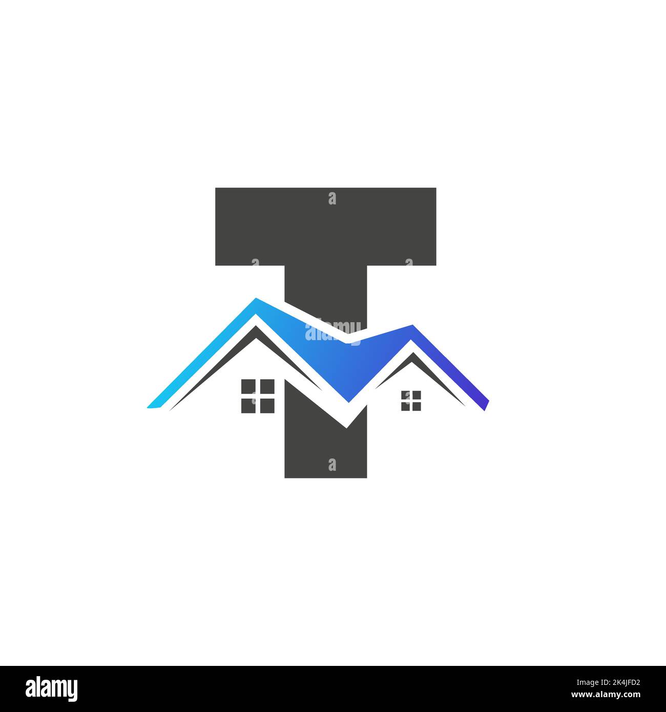 Initial Letter T Real Estate Logo With House Building Roof For ...