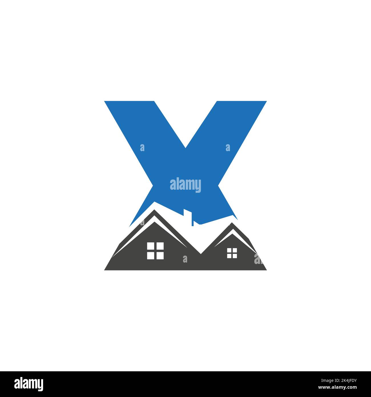 Initial Letter X Real Estate Logo With House Building Roof For ...