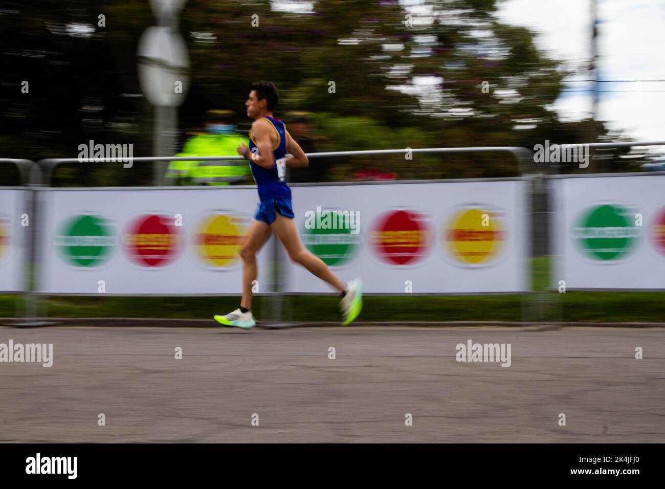 An athlete participates during the comeback after two years of Bogota's ...