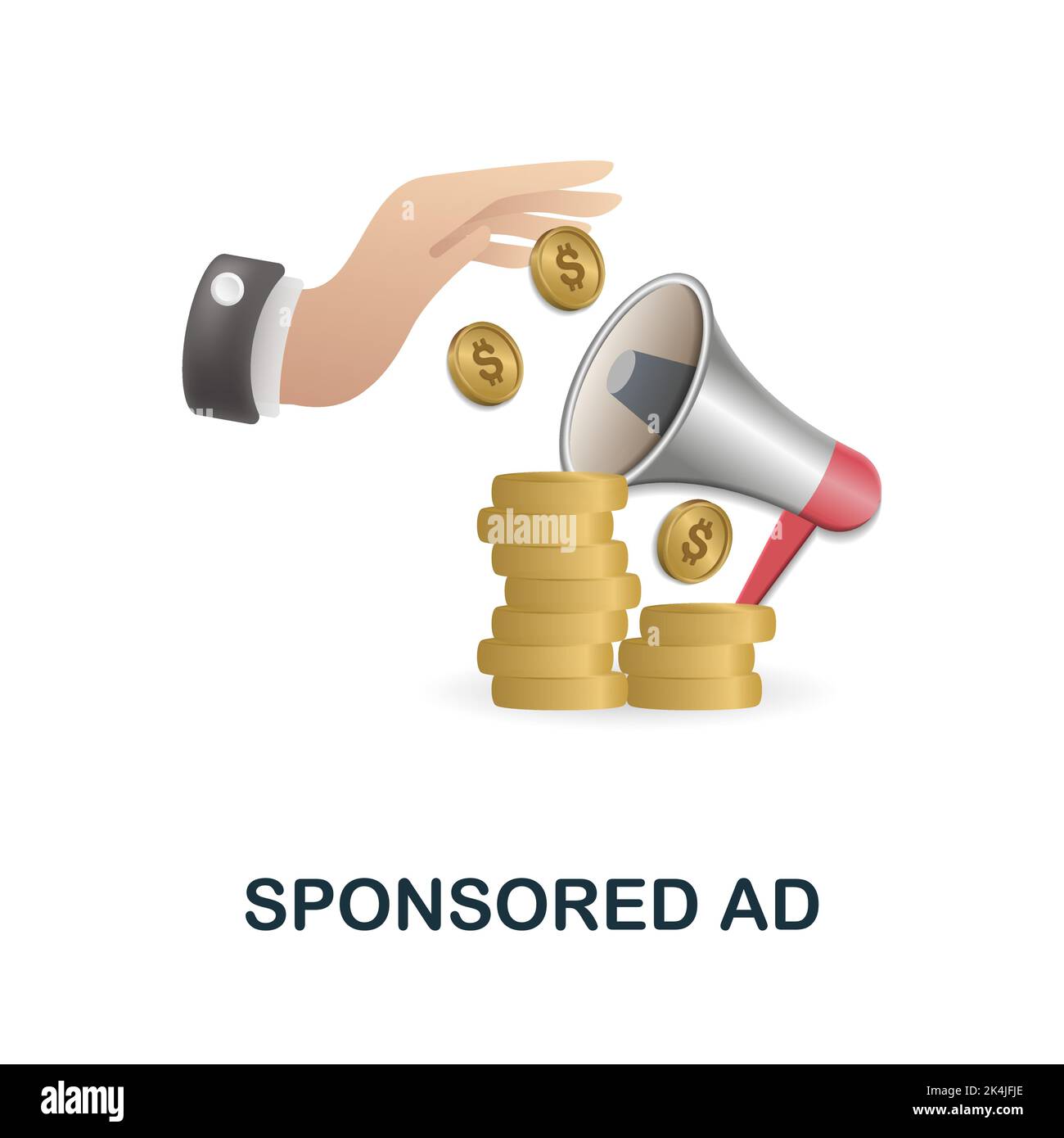 Sponsored Ad icon. 3d illustration from digital marketing collection ...