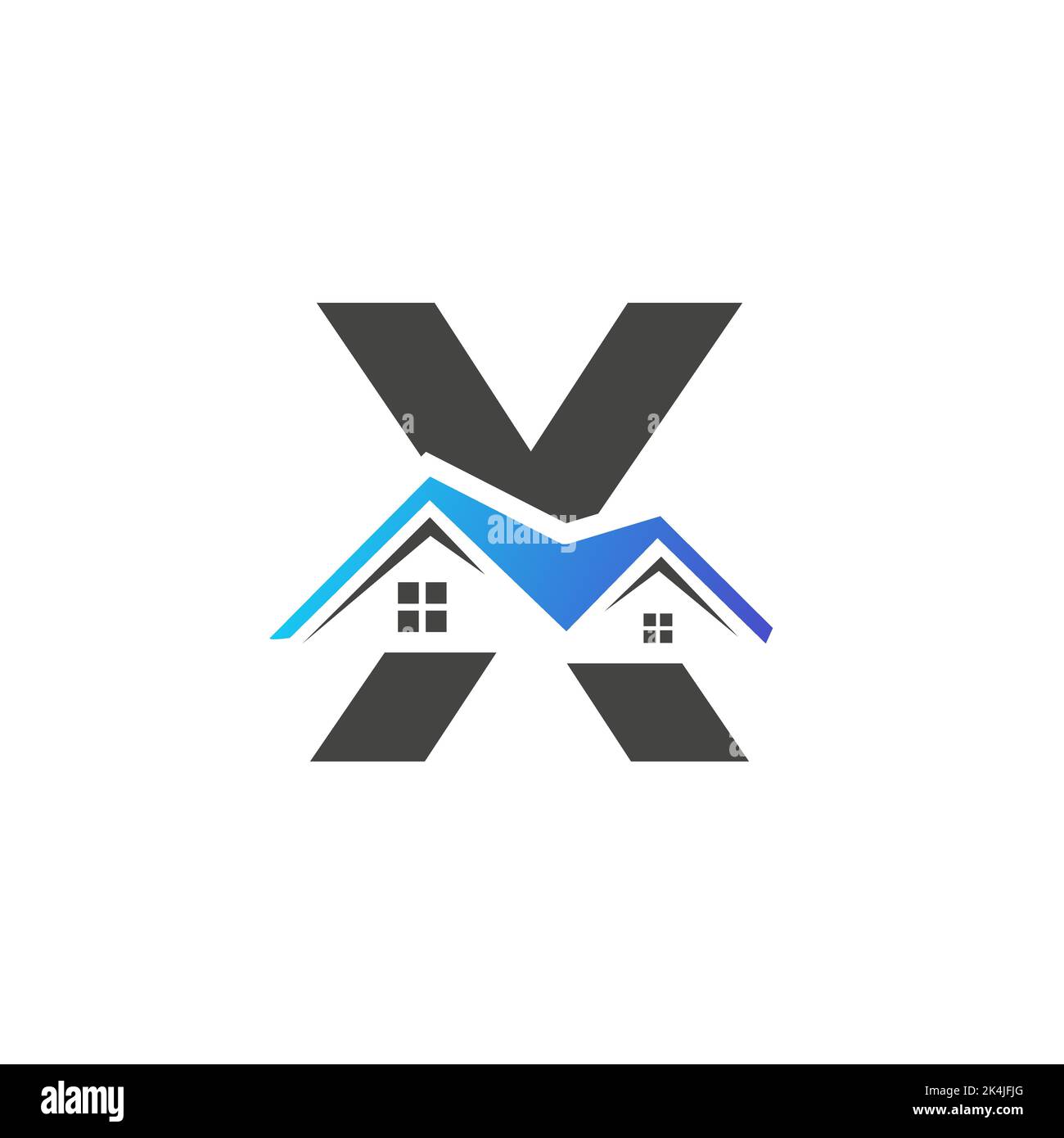 Initial Letter X Real Estate Logo With House Building Roof For ...