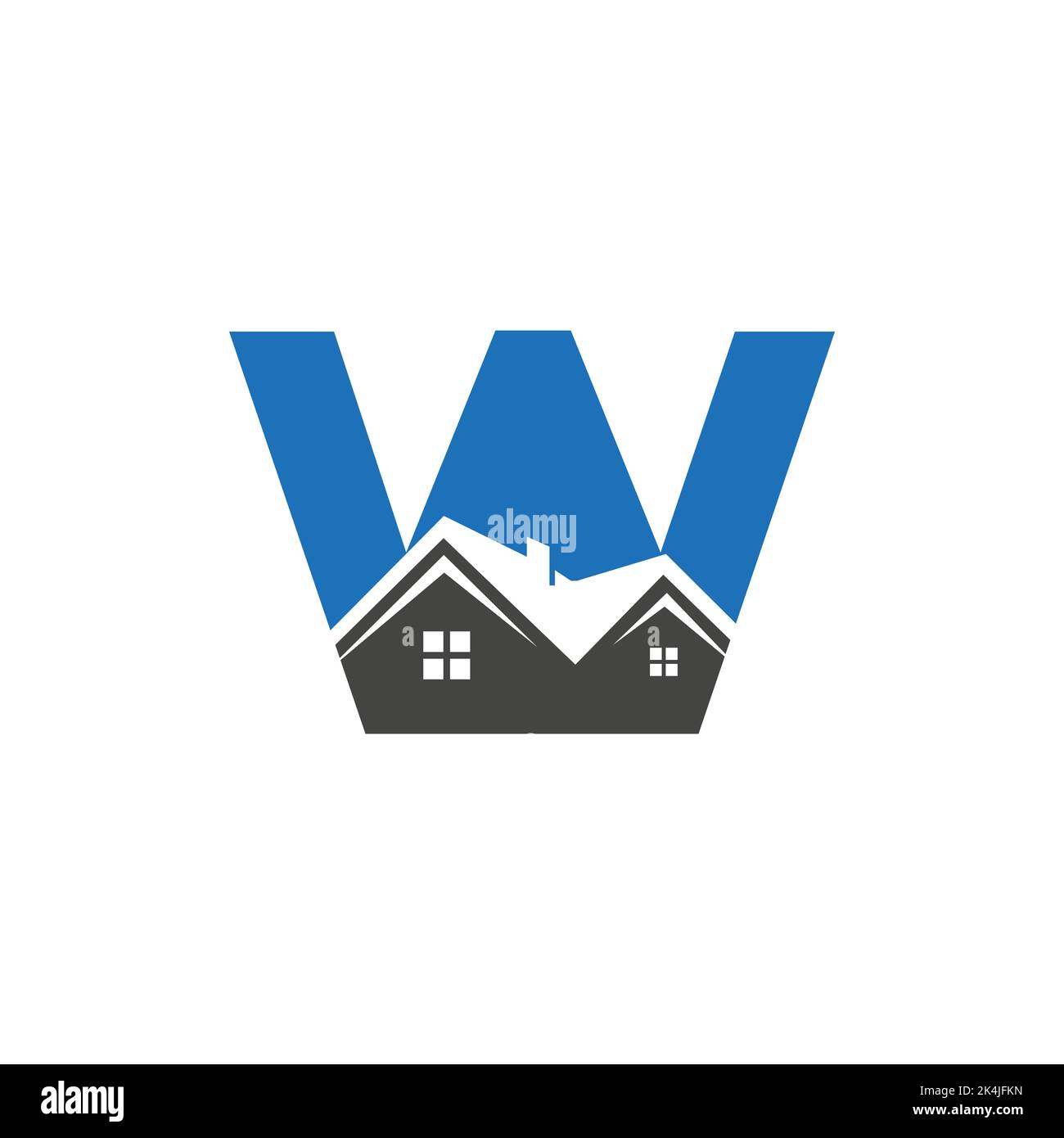 Initial Letter W Real Estate Logo With House Building Roof For ...