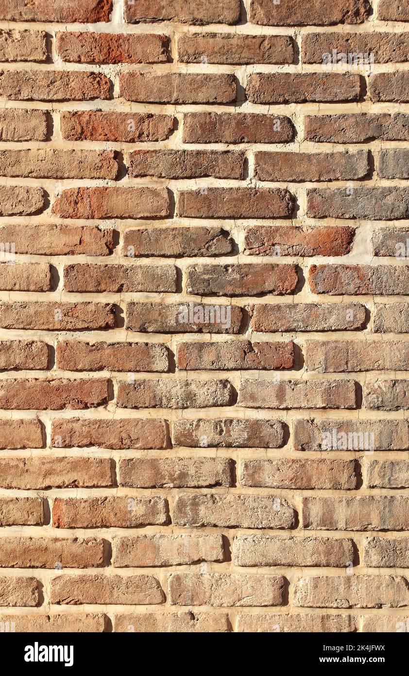 Full vertical texture of old brick wall. Vintage wash brick wall Stock ...