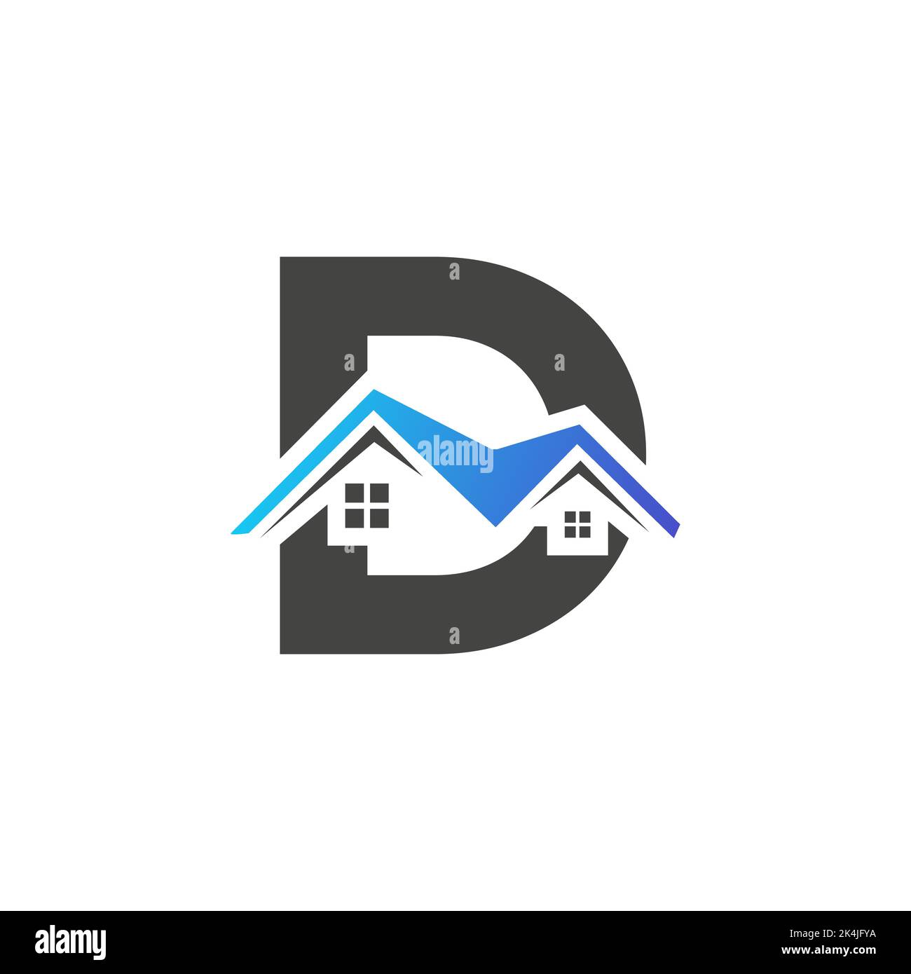 Initial Letter D Real Estate Logo With House Building Roof For ...
