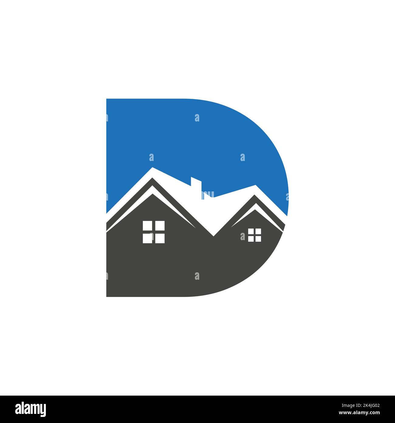 Initial Letter D Real Estate Logo With House Building Roof For ...