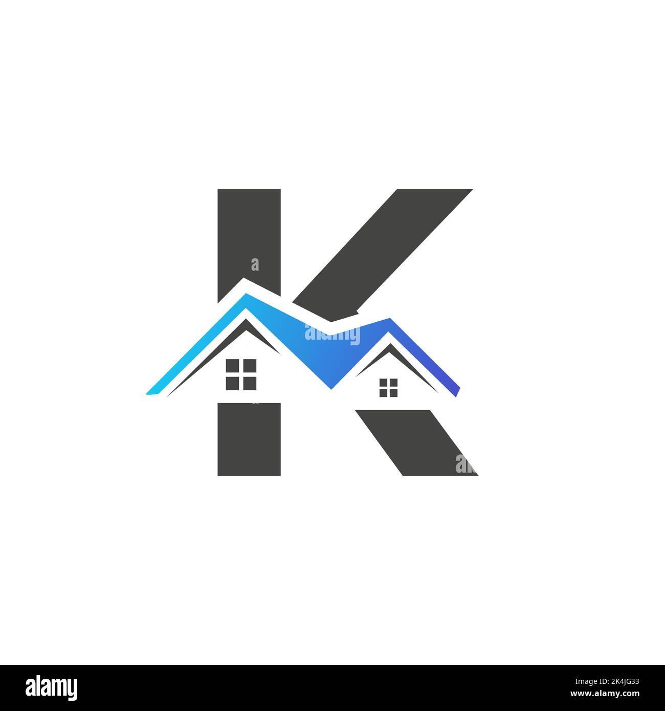 Initial Letter K Real Estate Logo With House Building Roof For ...