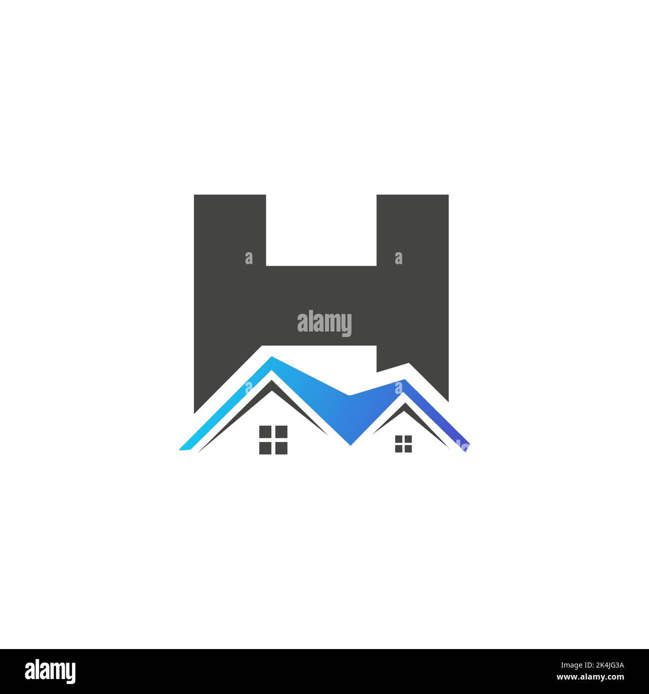 Initial Letter H Real Estate Logo With Building Roof For Investment and ...