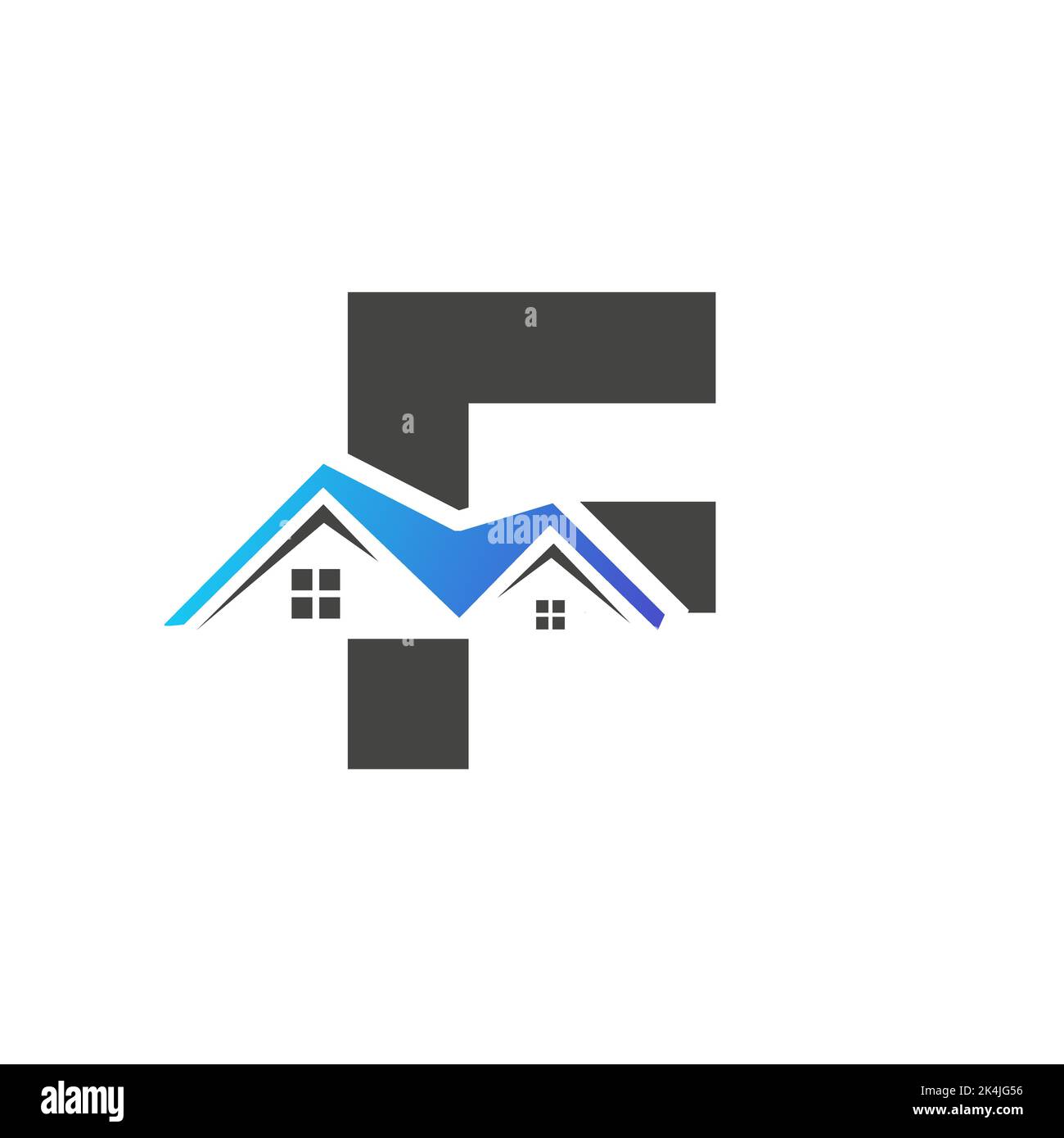 Initial Letter F Real Estate Logo With House Building Roof For ...